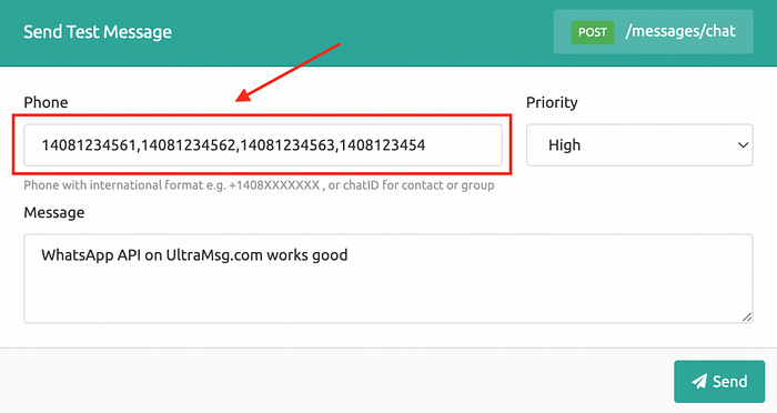 How do send to multiple Whatsapp numbers using the same API request? - Ultramsg - Medium