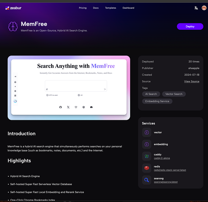 Setting Up Your Own Local AI Search engine with Memfree,Supporting ...