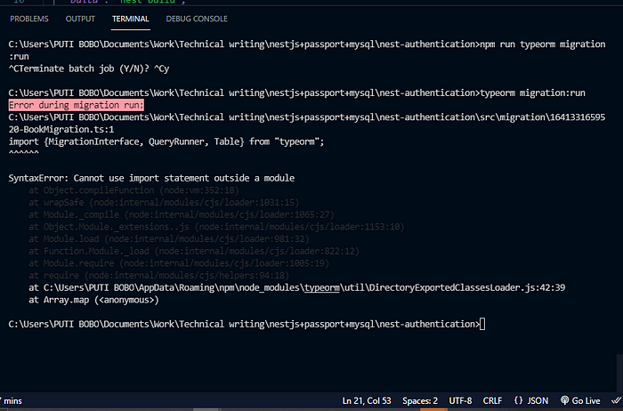 Cannot use import statement outside a module- NestJs + TypeORM ... Cannot use import statement outside a module- NestJs + TypeORM ...