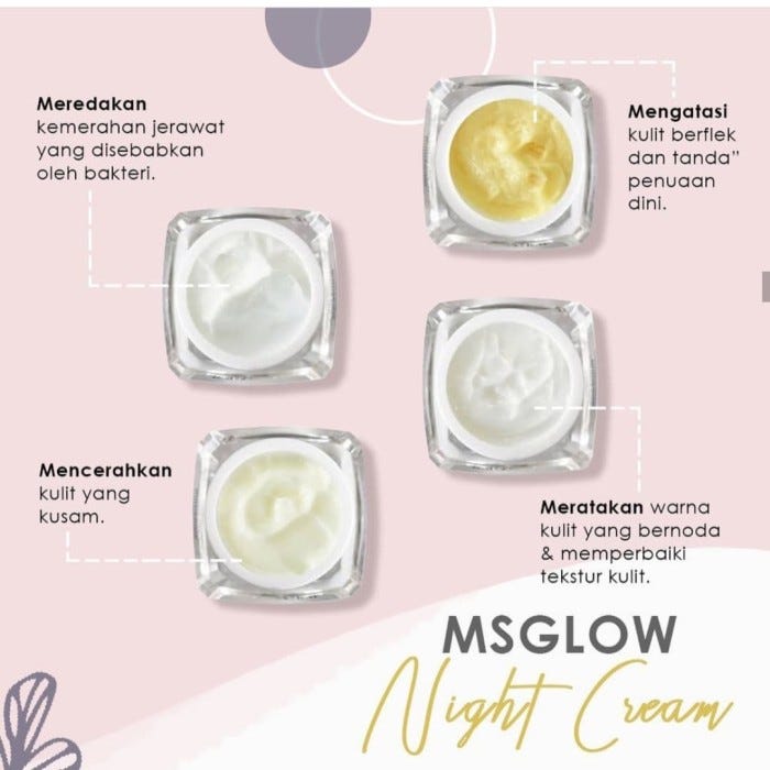 DISKON 20%!! CALL 0813–2868–0537, Tekstur Ms Glow Whitening Night Cream ...