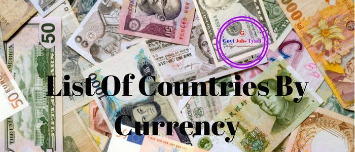 Countries and Their Currency | Currencies Of The World By Countries ...