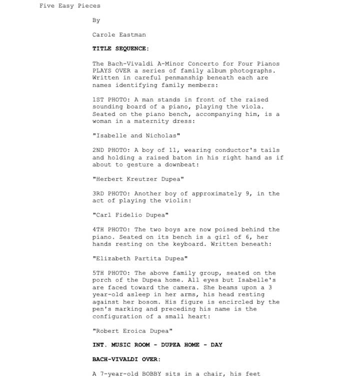 Page One: “Five Easy Pieces” (1970) - Go Into The Story