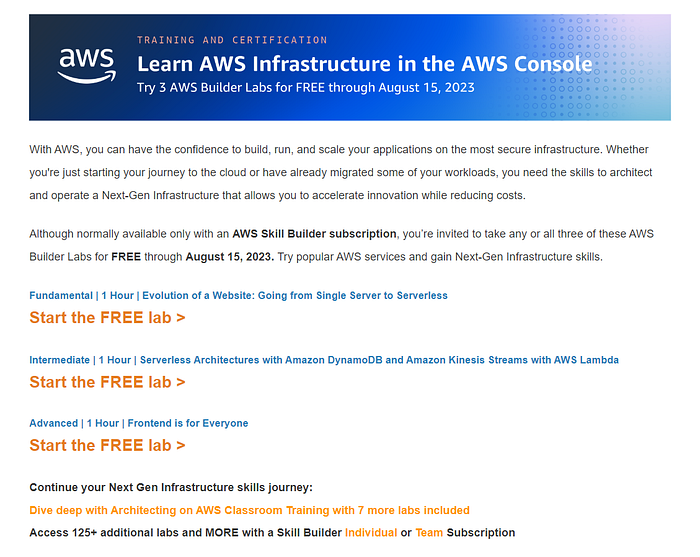 AWS 3 FREE Builder Labs for Beginners and Pros alike | by ...