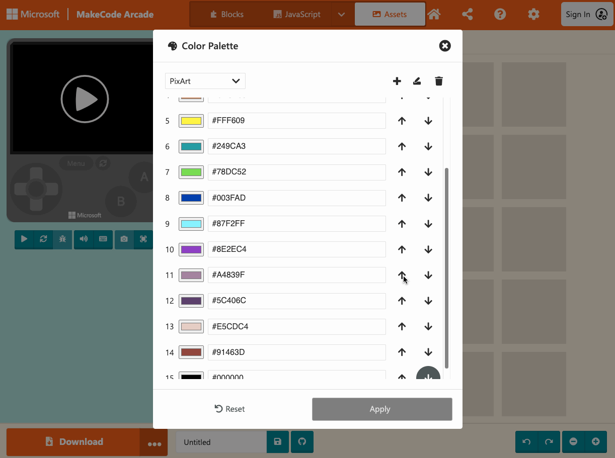Switching Color Palettes in Microsoft MakeCode Arcade - Kiki’s Corner ...