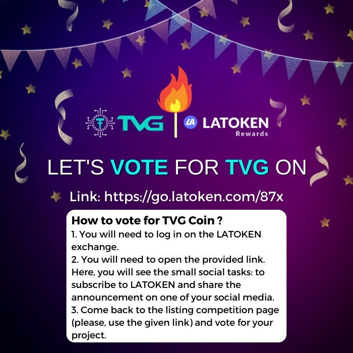 VOTE FOR TVG TO GET IT LISTED ON LATOKEN! | by TVG_TheSocialCoin | Medium