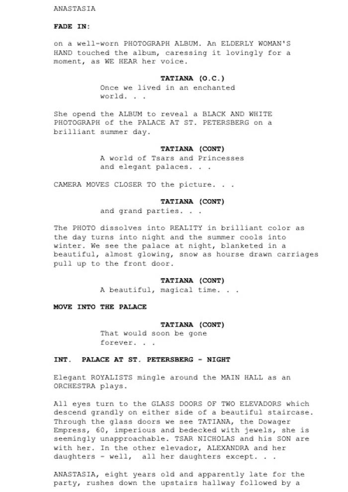 Page One: “Anastasia” (1997) - Go Into The Story