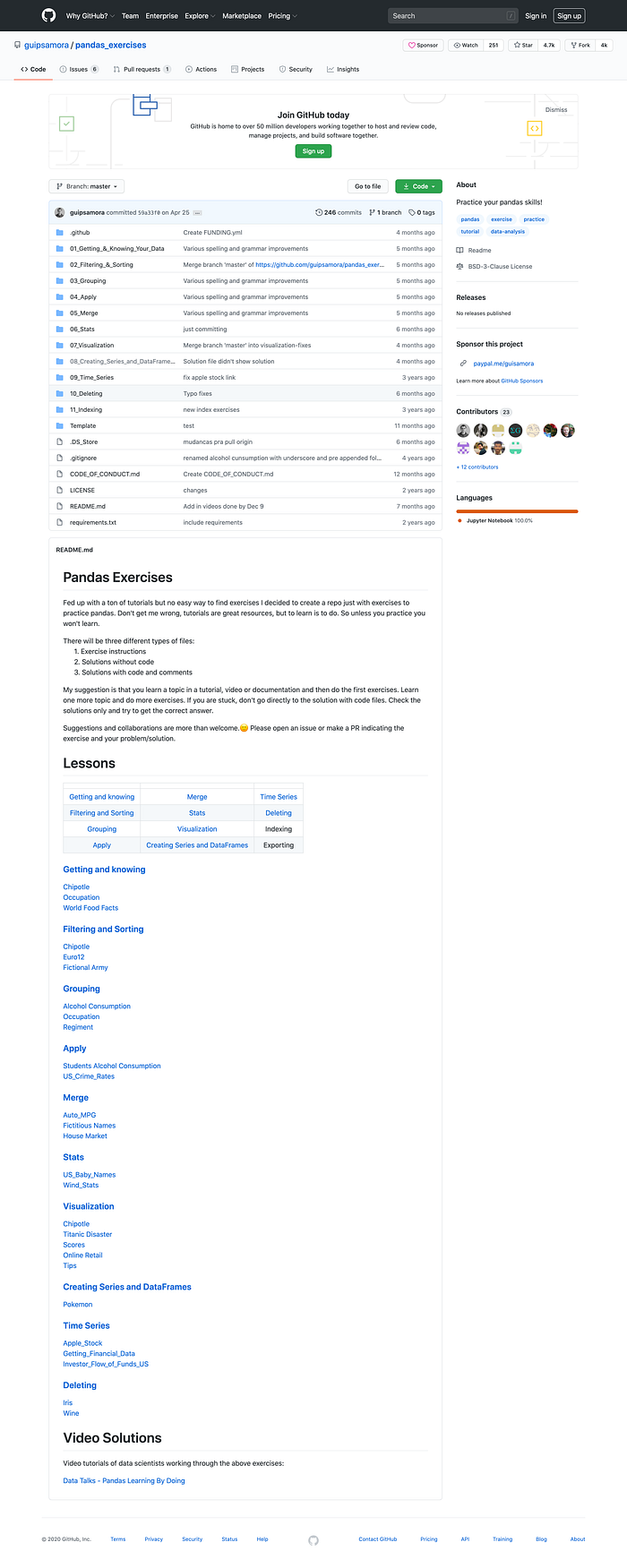 Top 4 Repositories on GitHub to Learn Pandas | by Byron Dolon | in Towards Data Science - Freedium