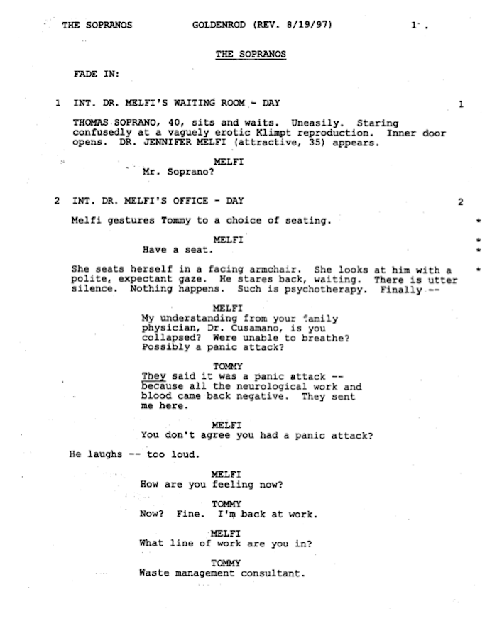 Page One: “The Sopranos” - Go Into The Story