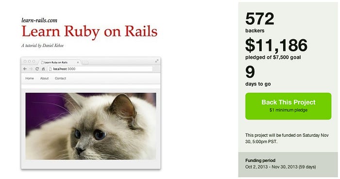 How I Launched ‘Learn Ruby on Rails’ on Kickstarter | by Daniel Kehoe | Medium