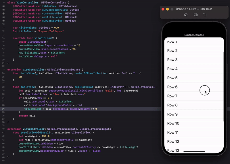 The simplest way to add a collapsible header to an iOS app | by Manisha ...