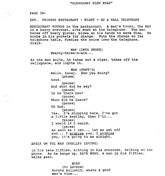 Page One: “Glengarry Glen Ross” (1992) - Go Into The Story