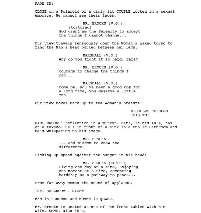 Page One: “Mr. Brooks” (2007) - Go Into The Story