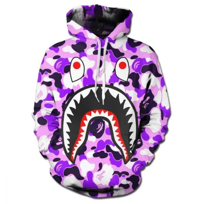 3D Print Bape Shark Hoodie - Bapeclothings - Medium