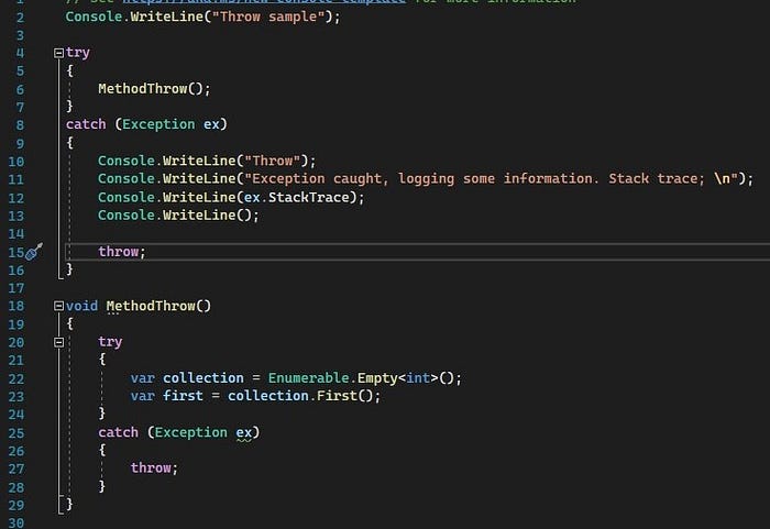What is the difference between "throw" and "throw ex" in C#? | by Özkan ...