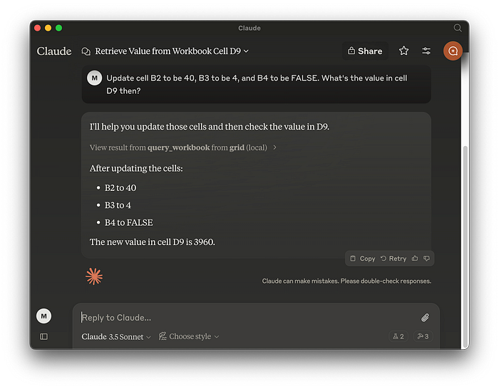 Chat with your spreadsheets in Claude for Desktop | Medium | GRID