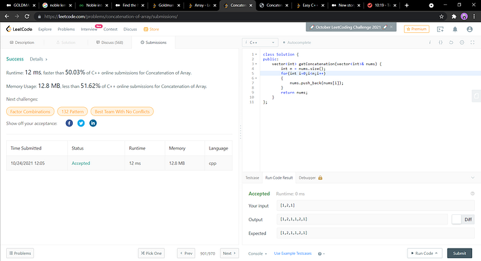 Concatenation of array. (Leetcode easy problem) | by Sukanya Bharati ...