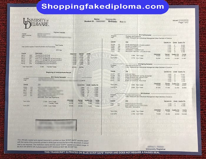 University of Delaware fake transcript | by Wanglei | Jul, 2023 | Medium