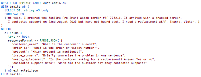 From Raw Text to Ready Insights: Exploring AI_EXTRACT in Snowflake Cortex - cittabase