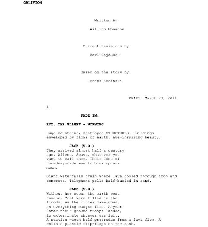 Page One: “Oblivion” (2013) - Go Into The Story