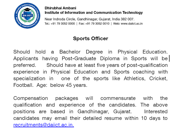 Sports Officer — We are hiring. Know anyone who might be interested ...