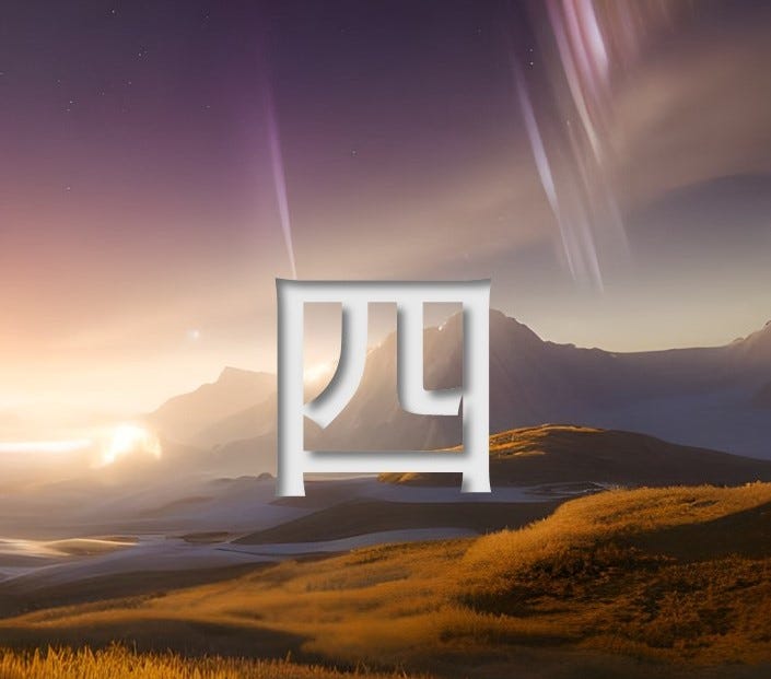 A simple five-stroke Traditional Chinese Character meaning Number Four ...