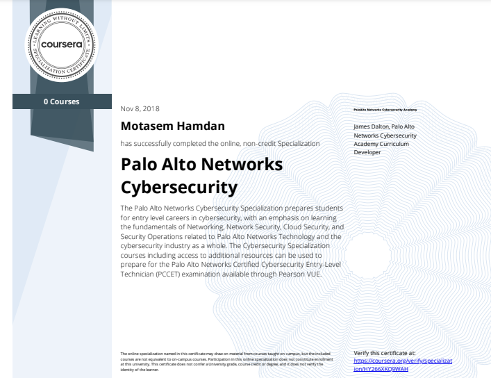 Palo Alto Networks Cybersecurity Professional Certificate Review | Coursera | by Motasem Hamdan ...