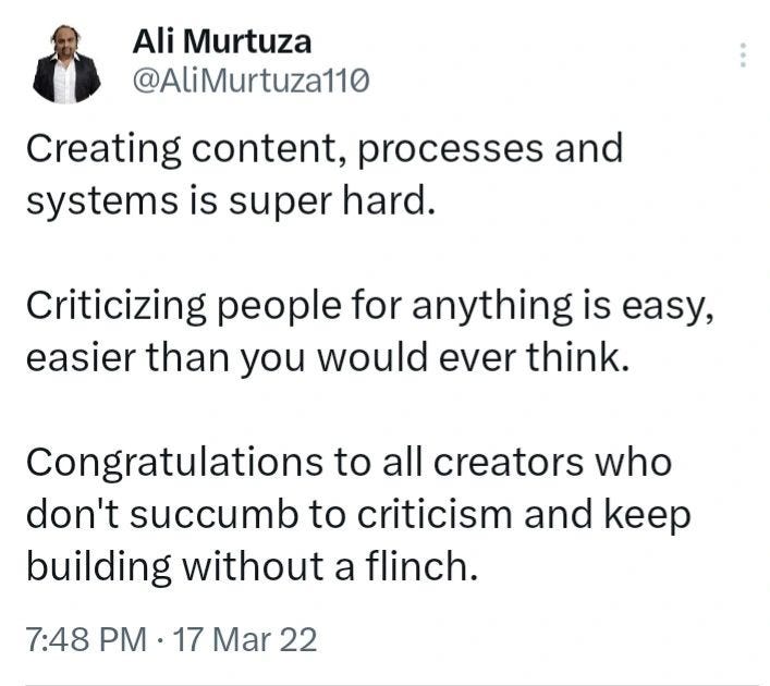 Keep creating, keep building - Ali Murtuza - Medium