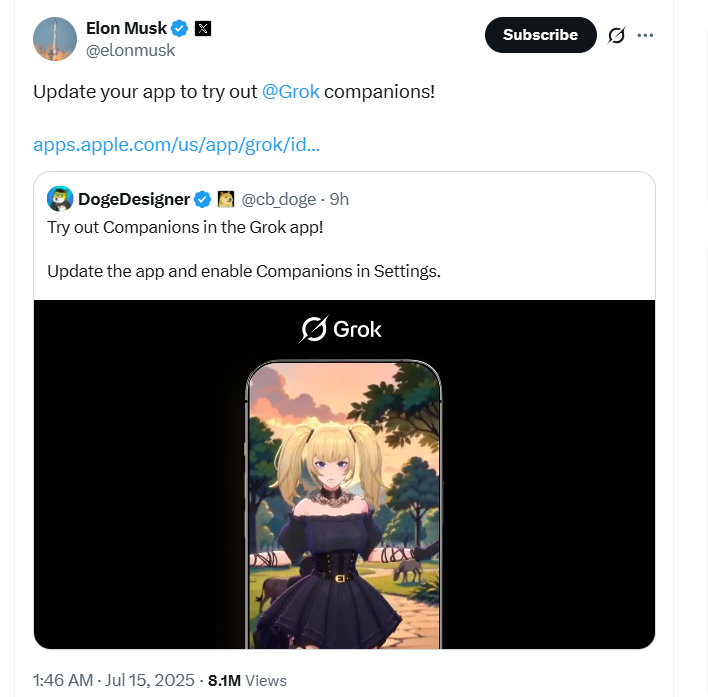Grok Introduces AI Anime Companions in Bold Push for Personalized AI ...