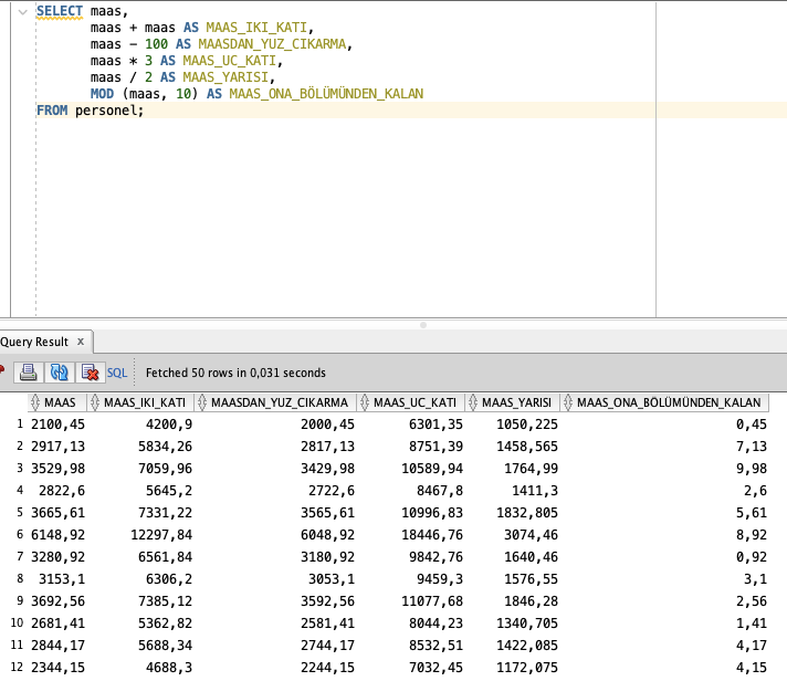Oracle SQL’de Aritmetik, Karşılaştırma ve Mantıksal Operatörler | by ...