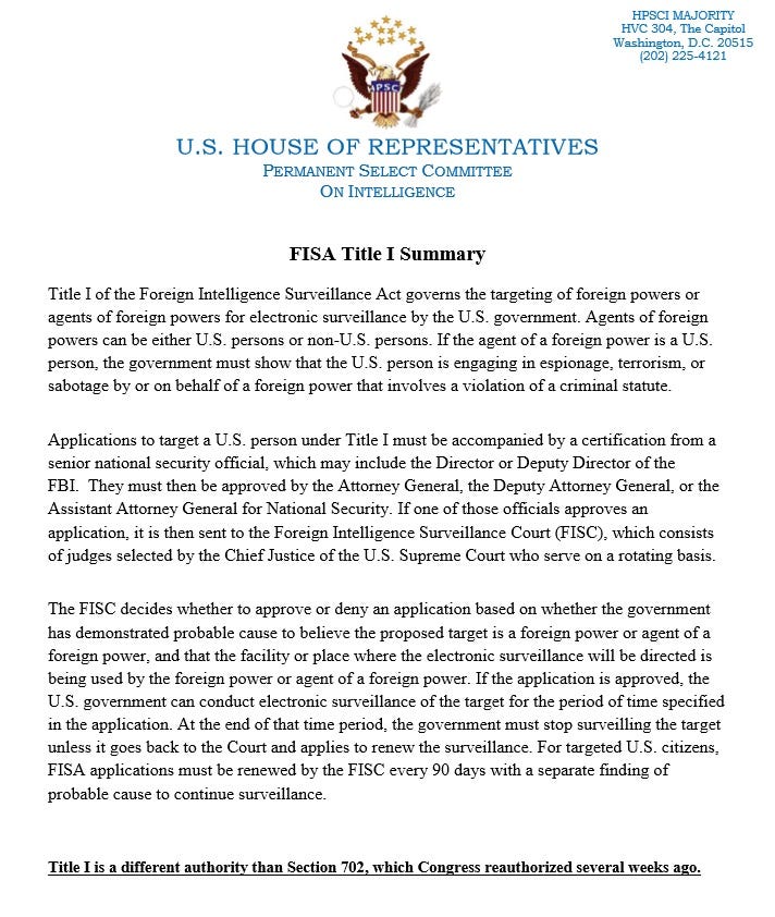 For the purpose of clarity the FISA abuses outlined in the memo do not ...
