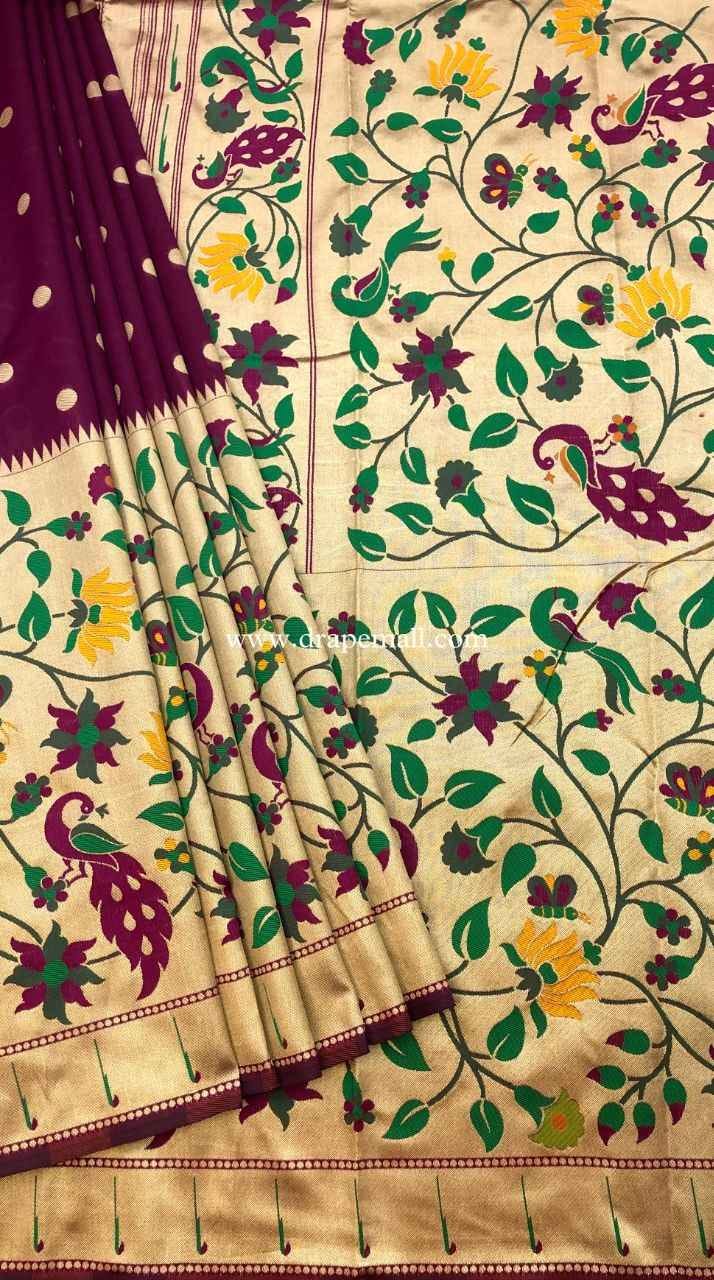 PAITHANI SILK ZARI MINA WEAVING SAREE - Drapemall - Medium