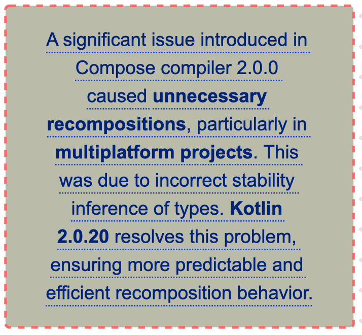 Kotlin 2.0.20 : Compose Compiler Enhancements | by Nine Pages Of My Life | Nov, 2024 | Medium