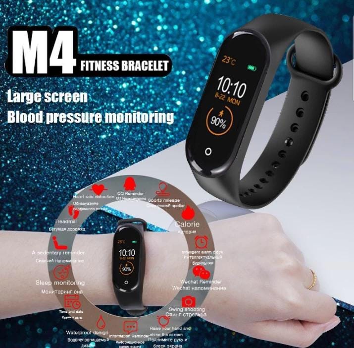 M4 Smart Band Fitness Tracker Watch Heart Rate with Activity Tracker ...