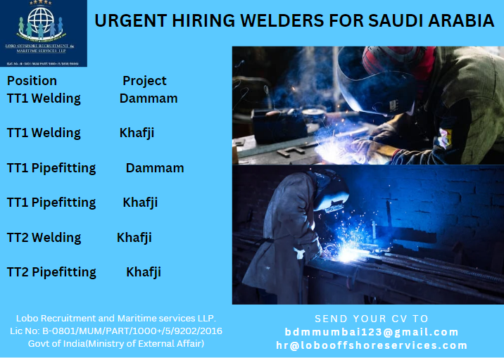 URGENT REQUIRMENT WELDERS AND PIPEFITTER FOR SAUDI ARABIA ...
