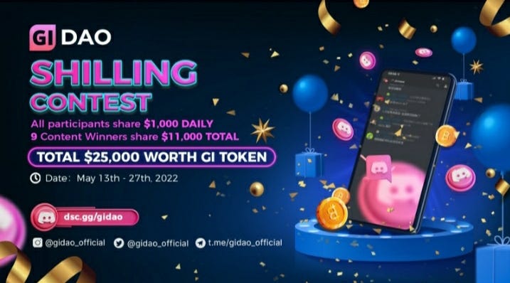Did you know? GIDAO has announced its shilling contest on their Discord ...