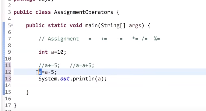 Assignment Operator ( =, +=, -=, *=, /=, %=) - M - Medium
