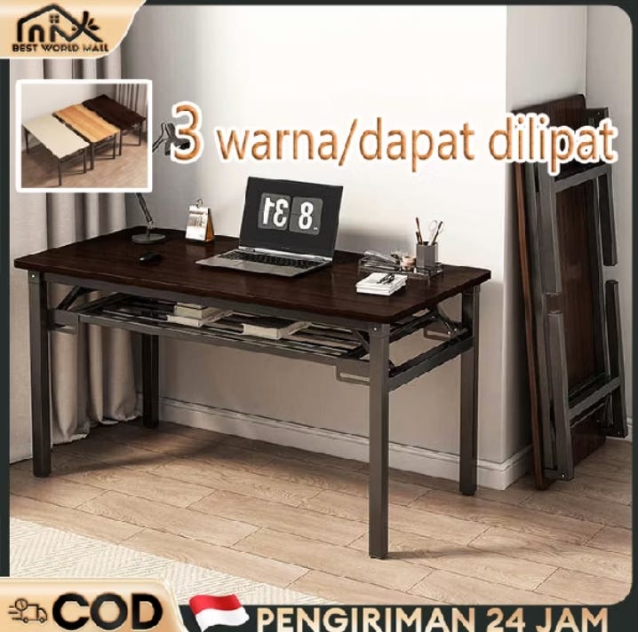Meja Lipat Portable Dua Lapisan Meja Belajar Meja makan Meja Pelatihan Serbaguna Meja Kantor ...