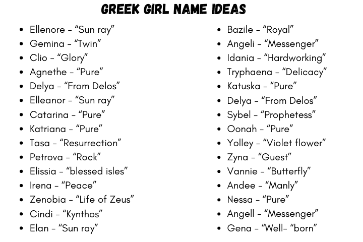 Grecian Names For Girls