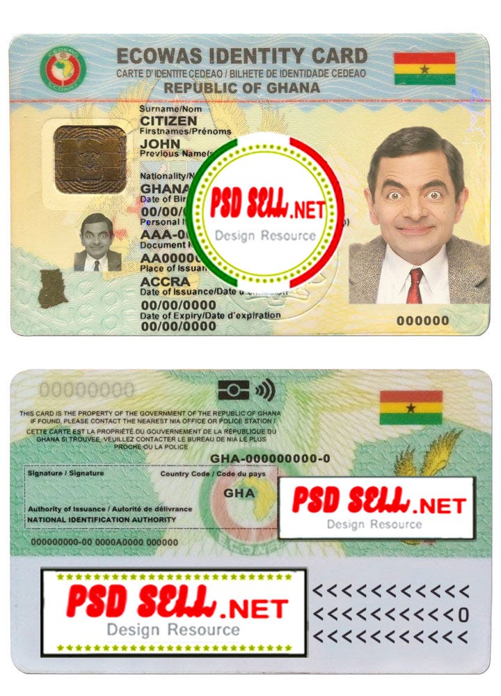 download Ghana ID card psd template | by Psdsell.top | Medium