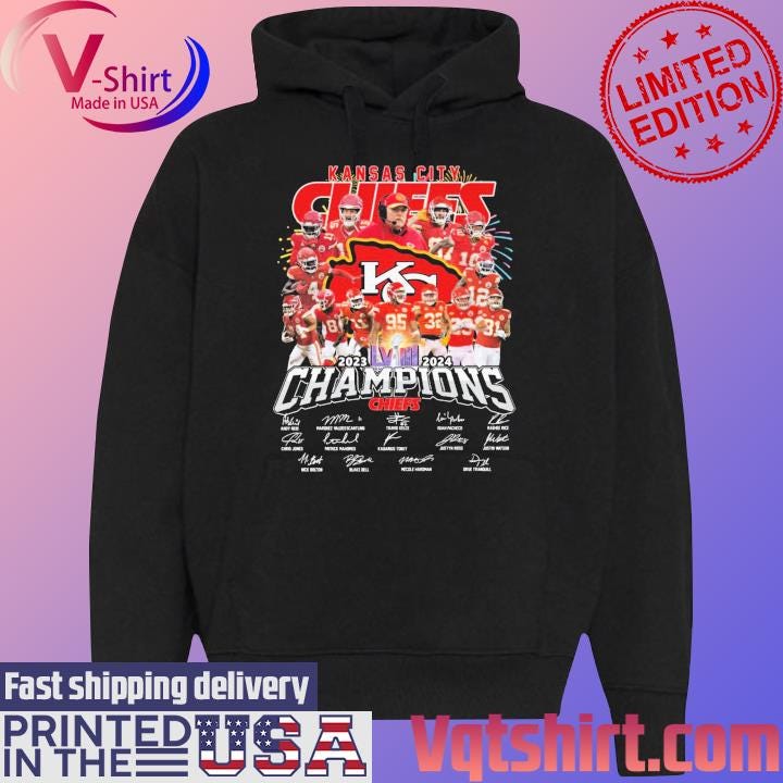 Official Kansas City Chiefs 2023–2024 Champions Chiefs Signatures shirt ...