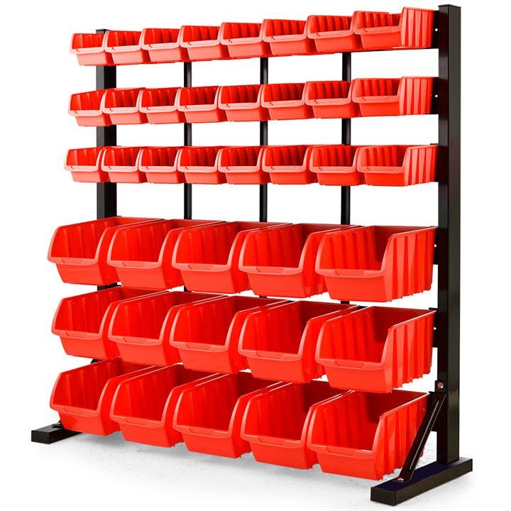 BAUMR-AG 39 Parts Bin Rack Storage System Floor Mount — Red - ken ...