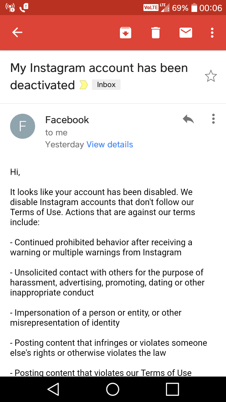 Insta send me this. That means I never ever get back my account? | by ...