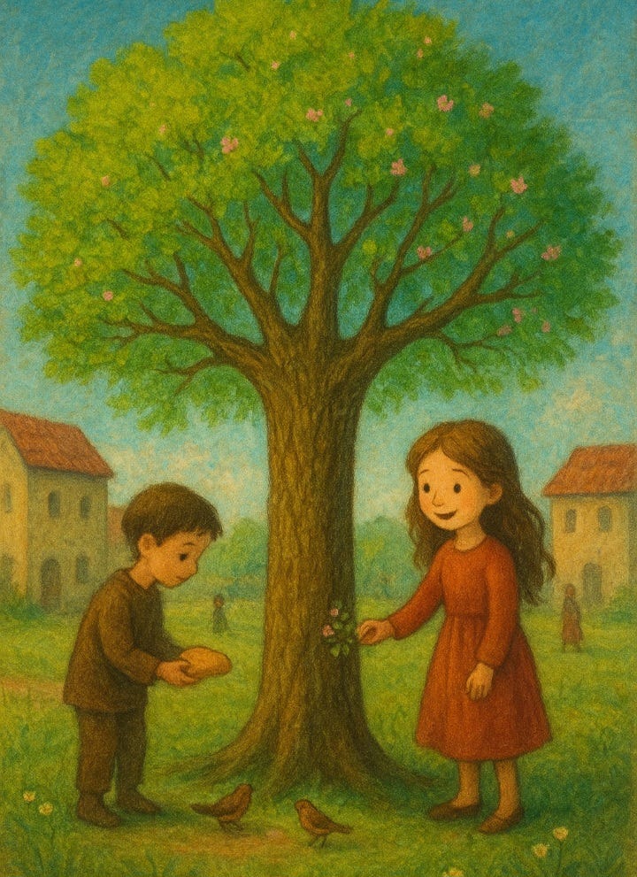 🌳 The Tree That Grew from Kindness In a small village, there stood an ...