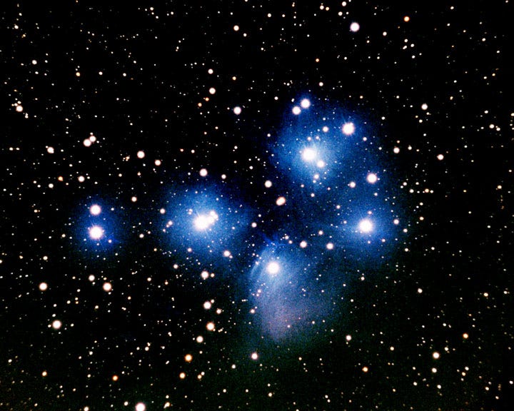 Pleiades Star Cluster. The Pleiades, also known as Messier 45… | by Case Robertson | Medium