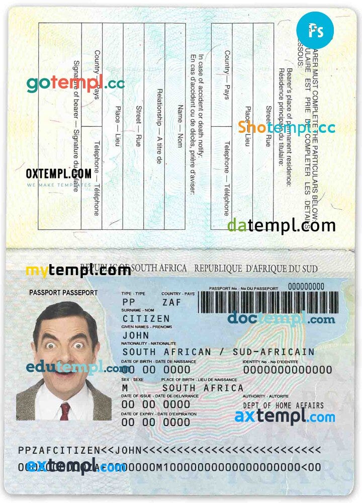 South African Passport Example In Psd Format 19962009 By Intempl Passports Sep 2023 Medium