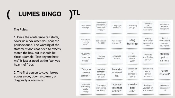 Culture: Video Call Bingo. Lumes Bingo was born out of the rise in ...