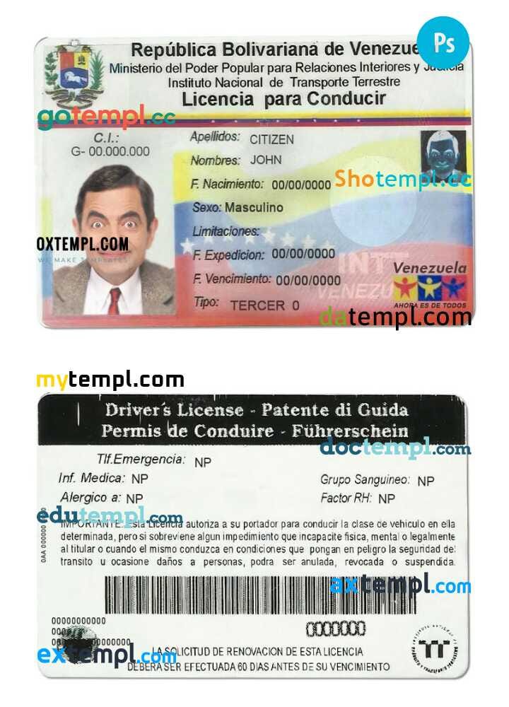 Venezuela driving license template in PSD format, fully editable | by ...