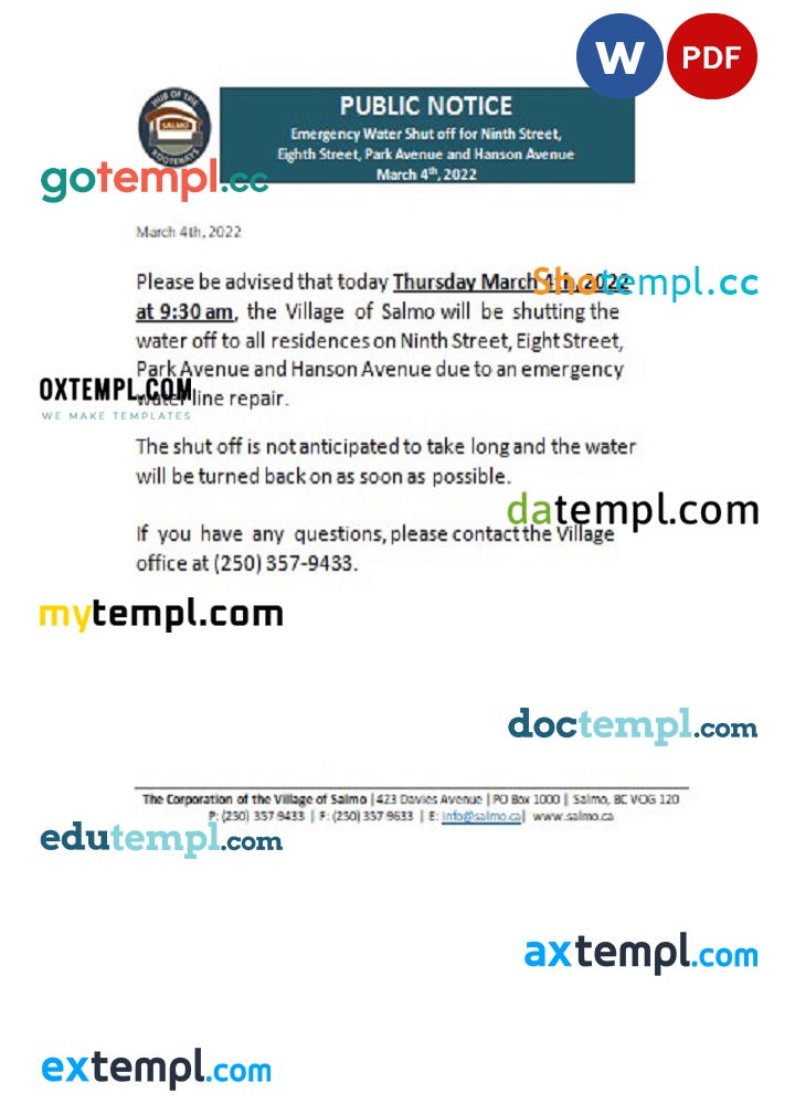 Canada British Columbia Hub of the Salmo Kootenays utility shut off ...