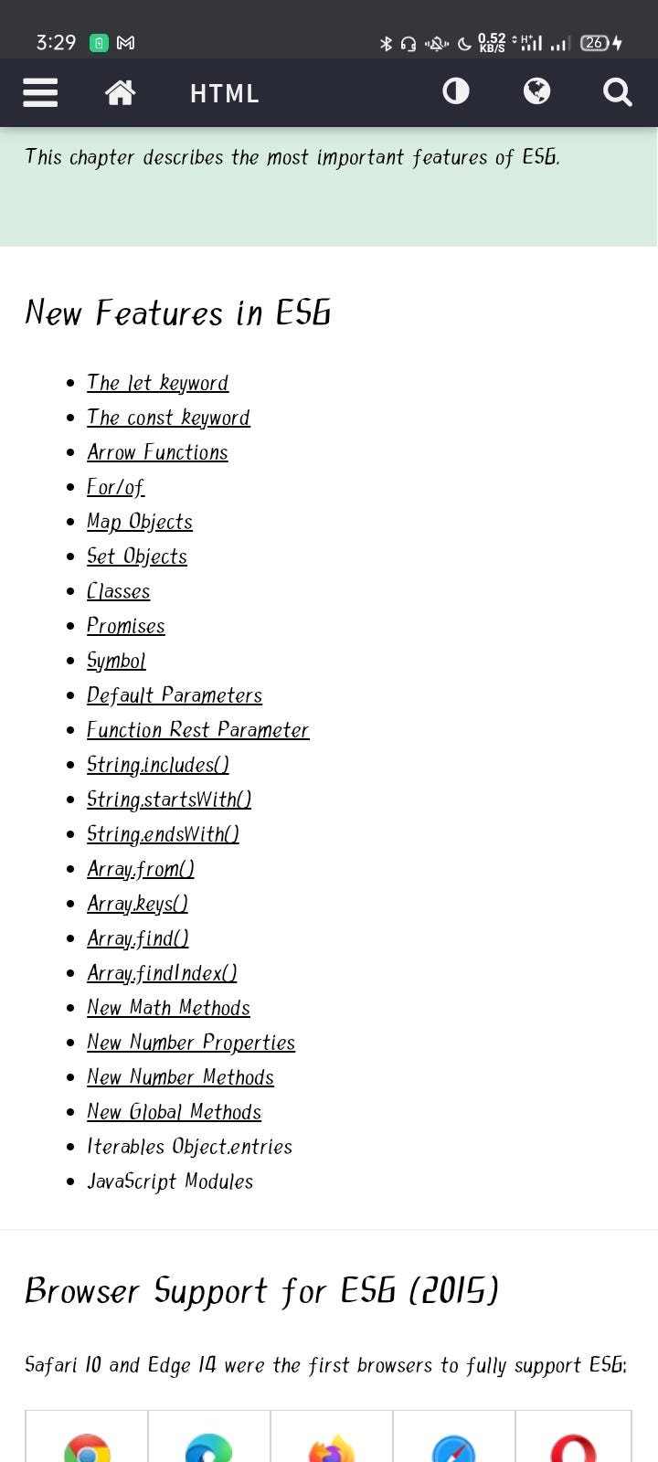 ES6 The let keyword The const keyword Arrow Functions For/of Map Objects Set Objects Classes ...