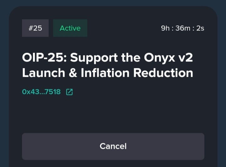 📢Onyx Platformunda başlatılan 🌟OIP-25 Oylamasının bitmesine son 9 Saat ...